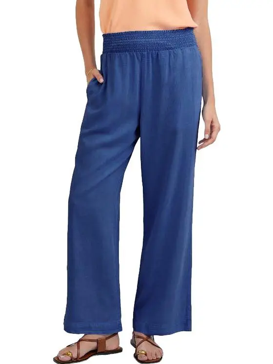 Bella Dahl Smocked Waist Wide Leg Pants - Midnight Surf