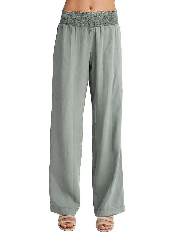 Bella Dahl Smocked Waist Wide Leg Pants - Olive Grov