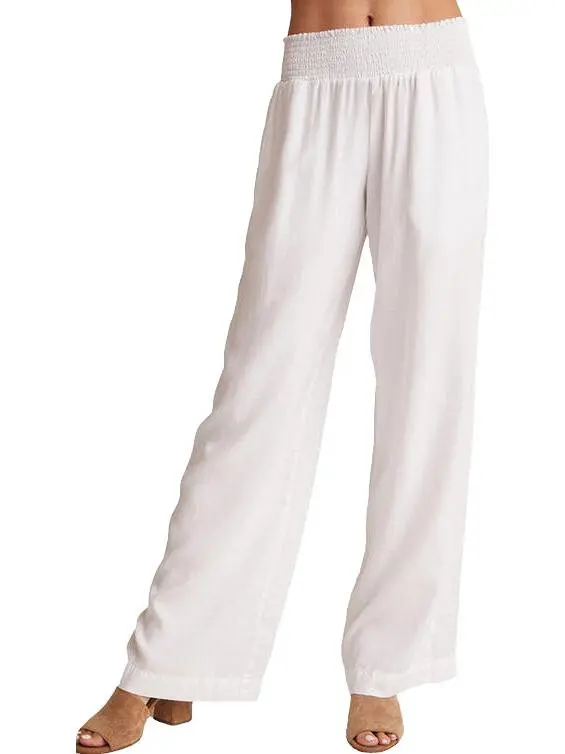 Bella Dahl Smocked Waist Wide Leg Pants - White