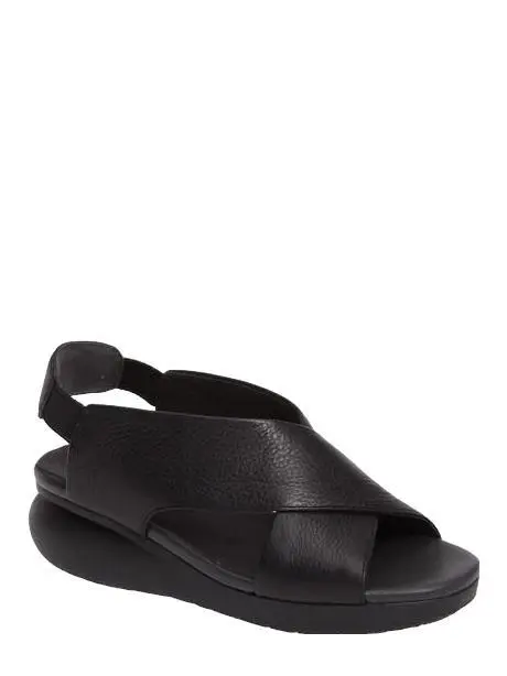 Camper Balloon Slingback Wedge Sandal - Black Leather