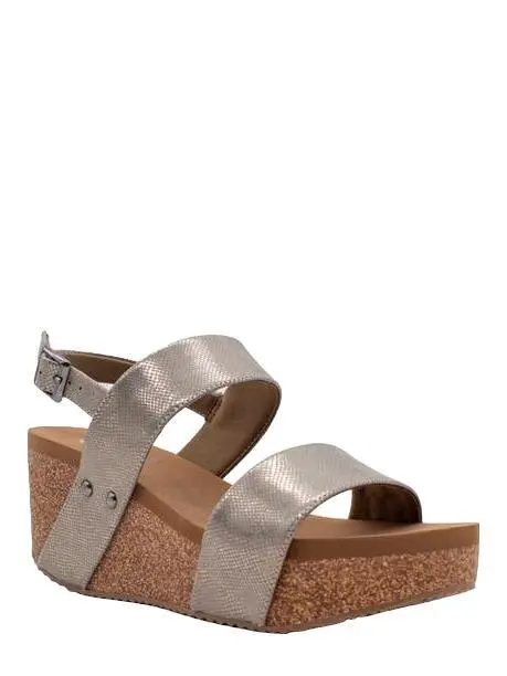 VOLATILE Platform Wedge Sandals - Pewter