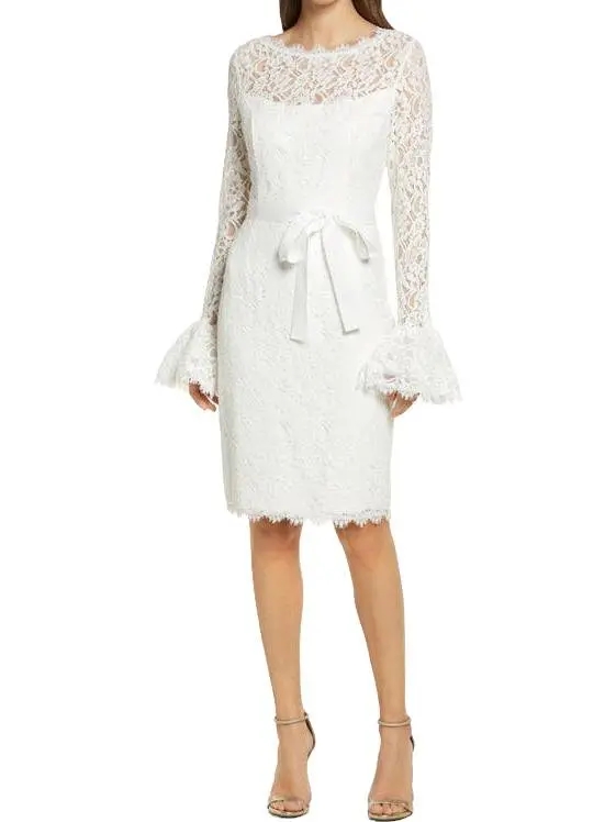 Shani Long Sleeve Lace Sheath Dress - Ivory