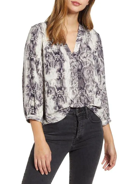 Vince Camuto Snake Print Rumple Blouse - Rich Black