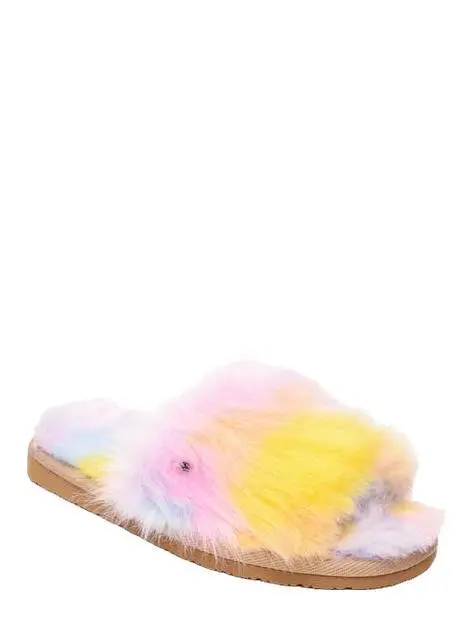 Minnetonka Faux Fur Slide Slipper - Pink Unicorn