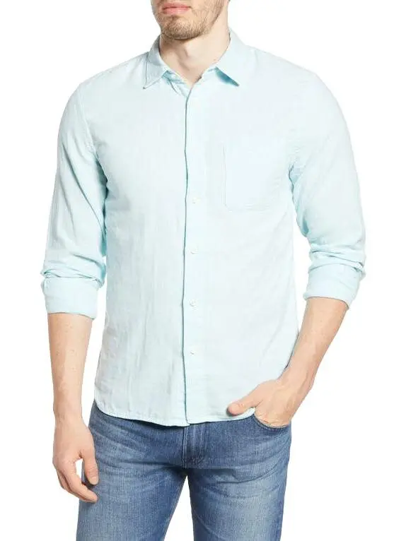 HIROSHI KATO The Ripper Button-up Organic Cotton Gauze Shirt - Aqua Blue