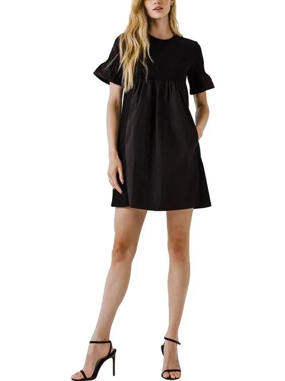 English Factory Solid Mini Dress - Black