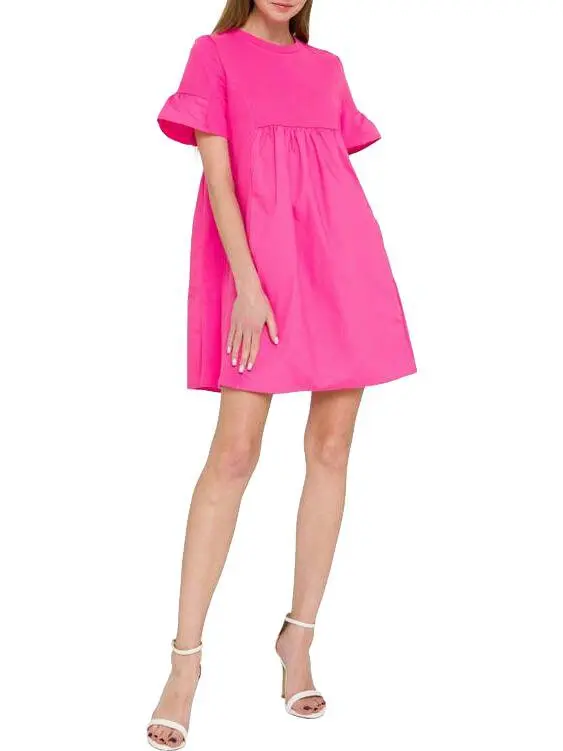 English Factory Solid Mini Dress - Fuchsia