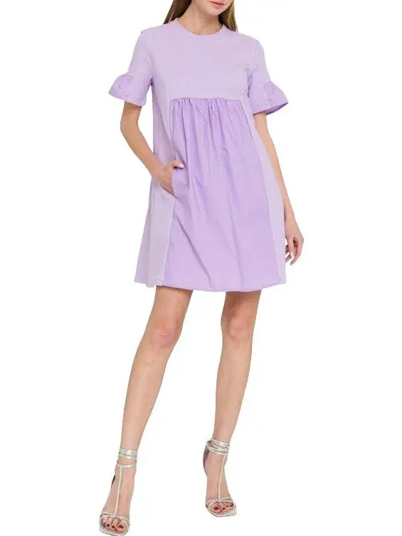 English Factory Solid Mini Dress - Lilac