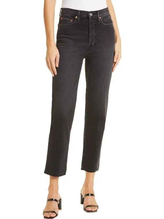 RE/DONE 70s Ultra High-waist Stovepipe Jeans - Washed Noir