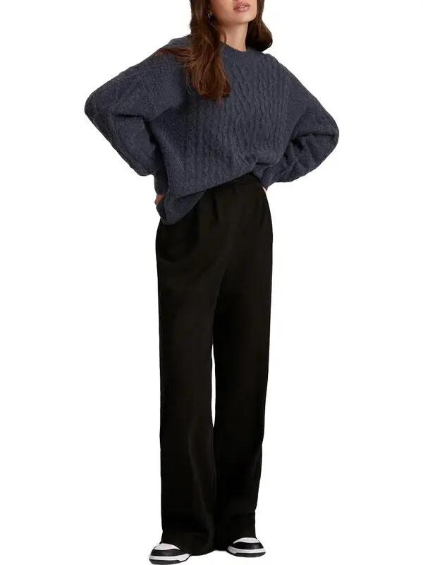 FAVORITE DAUGHTER Oversized Cable-knit Sweater - Navy
