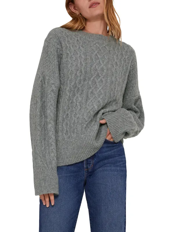 FAVORITE DAUGHTER Oversized Cable-knit Sweater - Smoke Grey