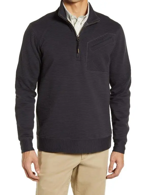 Billy Reid Double Knit Half-zip Pullover - Dark Navy
