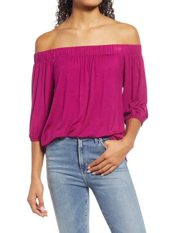 Loveappella Off-the-shoulder Top - Magenta