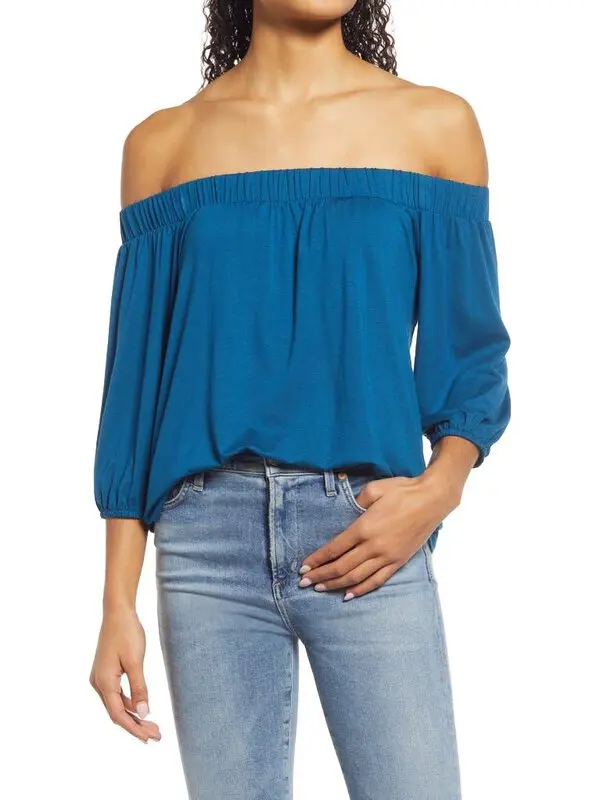 Loveappella Off-the-shoulder Top - Teal