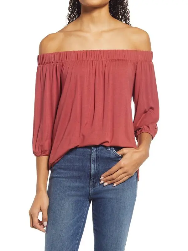 Loveappella Off-the-shoulder Top - Terracota