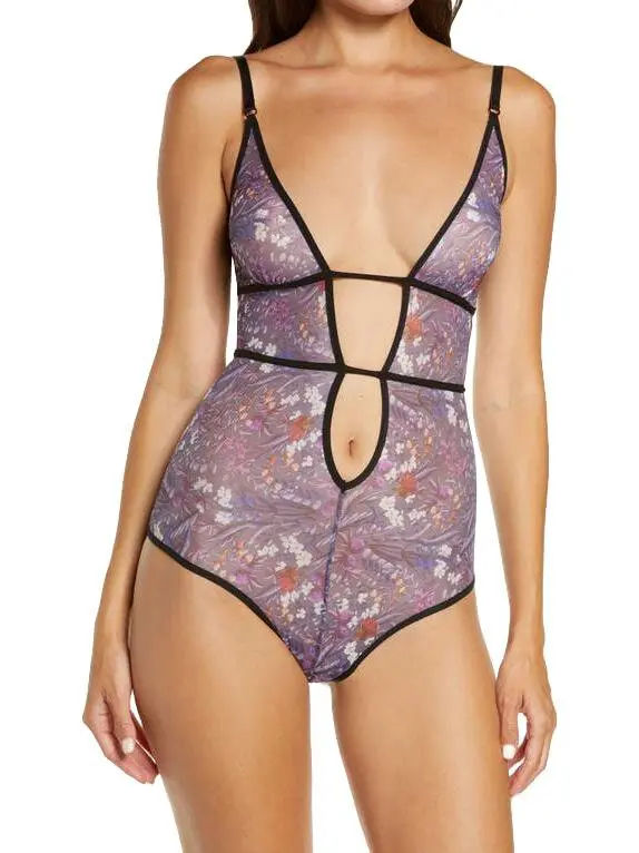 HAUTY Snake Charmer Print Mesh Teddy - Purple
