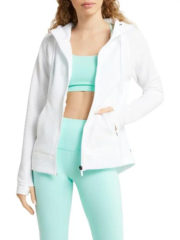 Zella Zen Ottoman Full Zip Hoodie - White