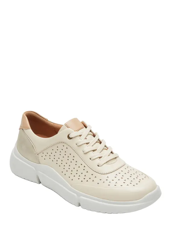 ROCKPORT COBB HILL Juna Perforated Leather Sneaker - Vanilla Leather