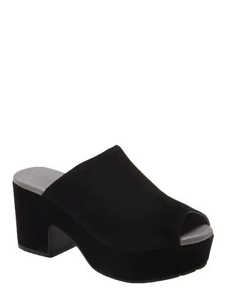 CHOCOLAT BLU Platform Slide Sandal - Black Suede