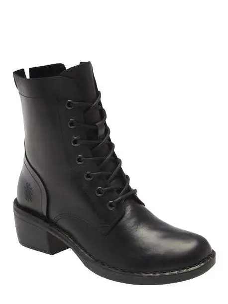 Fly London Milu Leather Lace-up Boot - Black Leather