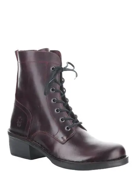 Fly London Milu Leather Lace-up Boot - Wine Rug