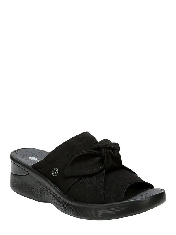 LIFESTRIDE Bzees Smile Wedge Slide Sandal - Black Fabric