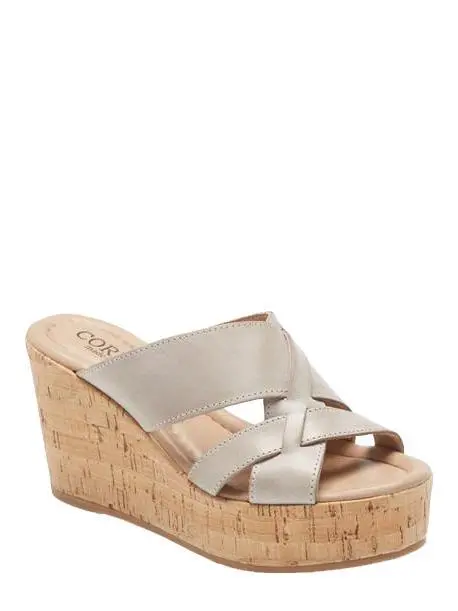 Cordani Janet Wedge Sandal - Taupe Leather