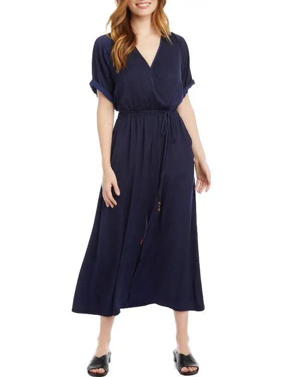 Karen Kane Cuffed Sleeve Midi Dress - Navy