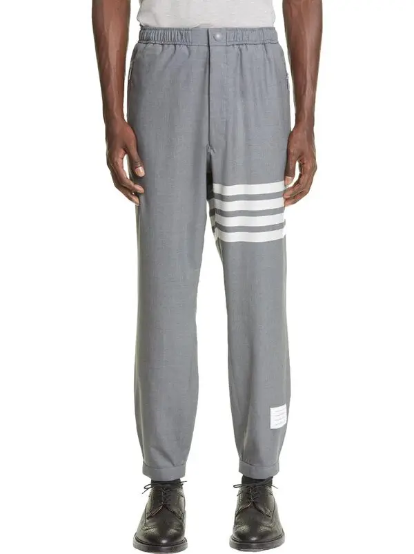 Thom Browne 4-bar Wool Track Pants - Med Grey