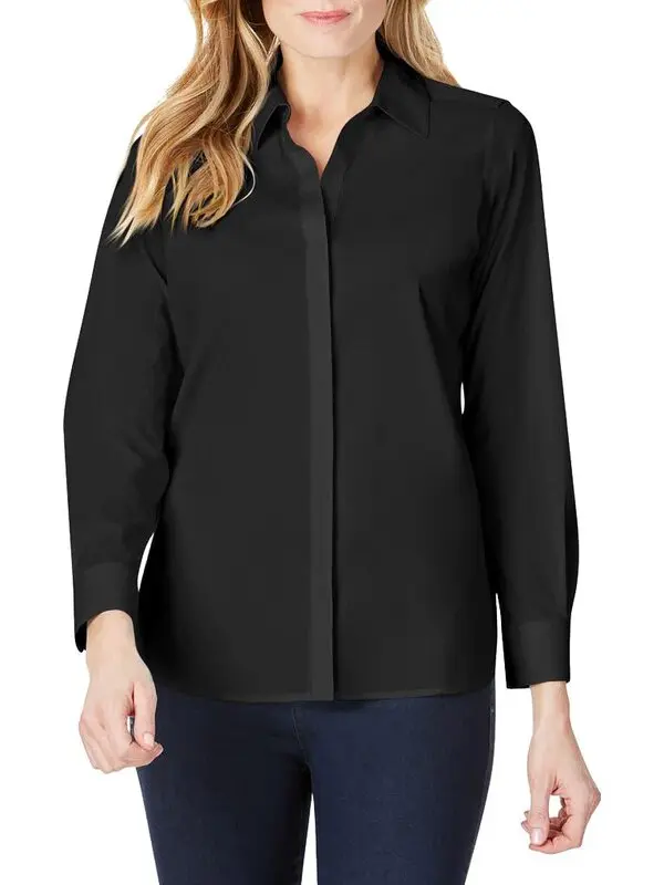 Foxcroft Kylie Non-iron Cotton Button-up Shirt - Black