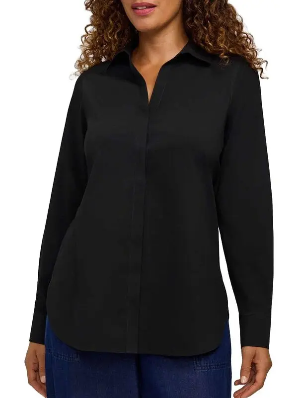 Foxcroft Kylie Non-iron Cotton Button-up Shirt - Black