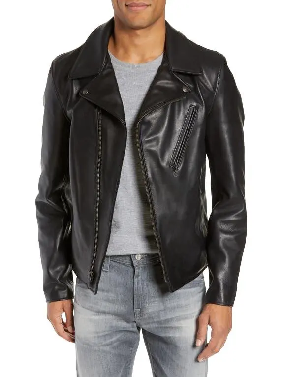 SCHOTT Waxy Cowhide Leather Moto Jacket - Black
