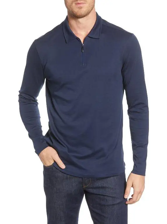 Robert Barakett Long Sleeve Zip Polo - Blue Night
