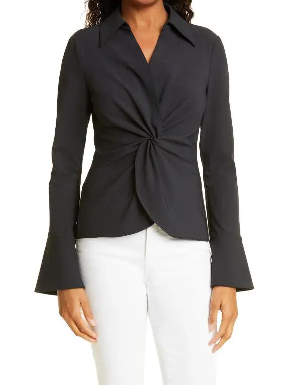 Cinq À Sept Mckenna Knot Waist Shirt - Black