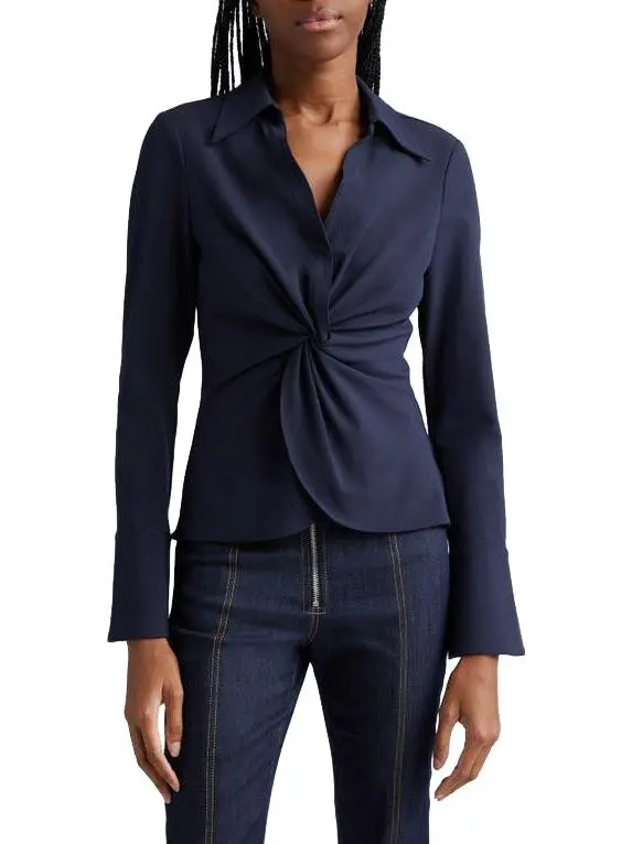 Cinq À Sept Mckenna Knot Waist Shirt - Navy