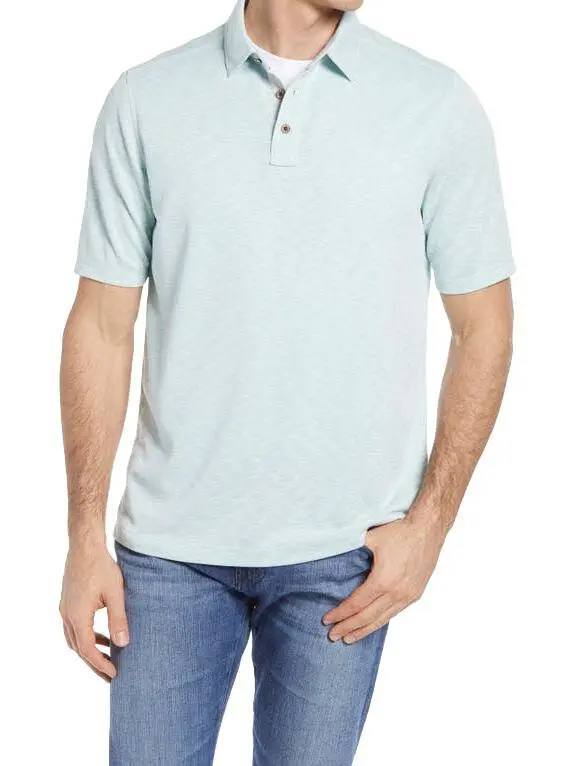 Johnston & Murphy Short Sleeve Slub Knit Polo - Mint