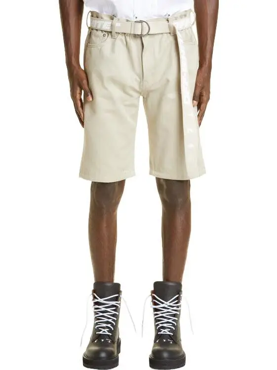 Off-White Logo Slim Slouch Shorts - Abbey Stone