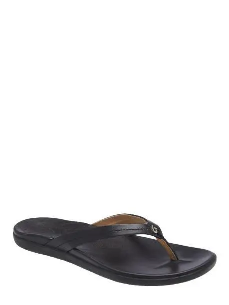 Olukai Honu Flip Flop - Black/ Black