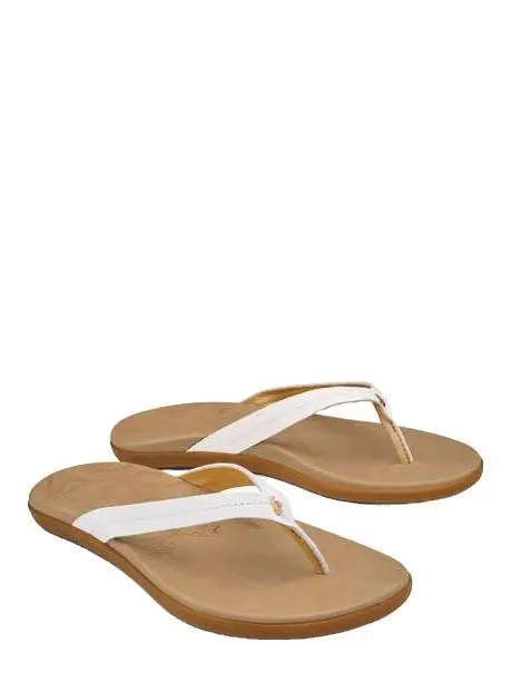 Olukai Honu Flip Flop - Bright White / Golden Sand