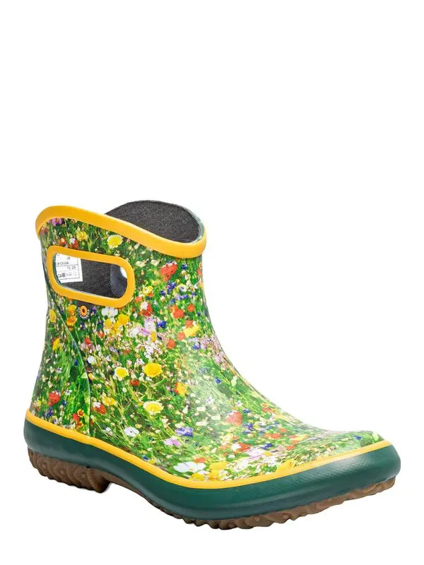 Bogs Patch Ankle Waterproof Rain Boot - Grass Multi