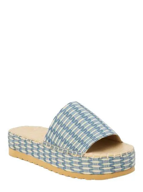 Matisse Del Mar Platform Slide Sandal - Indigo Multi Raffia