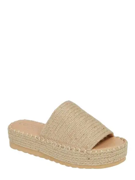 Matisse Del Mar Platform Slide Sandal - Natural Raffia