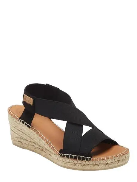 TONI PONS Tina Espadrille Wedge Sandal - Black Fabric