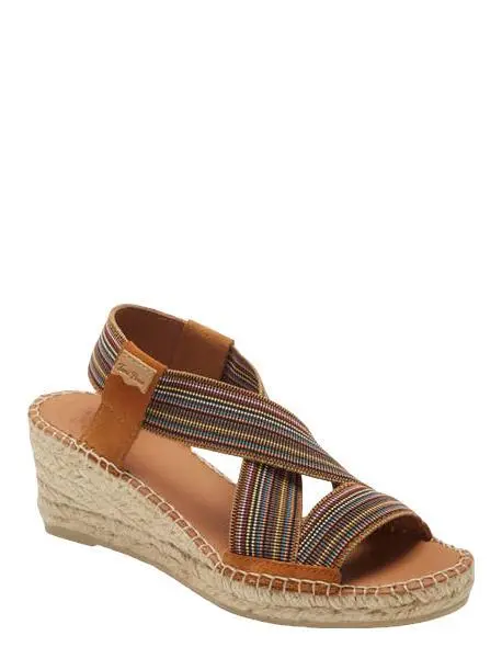 TONI PONS Tina Espadrille Wedge Sandal - Tan Suede
