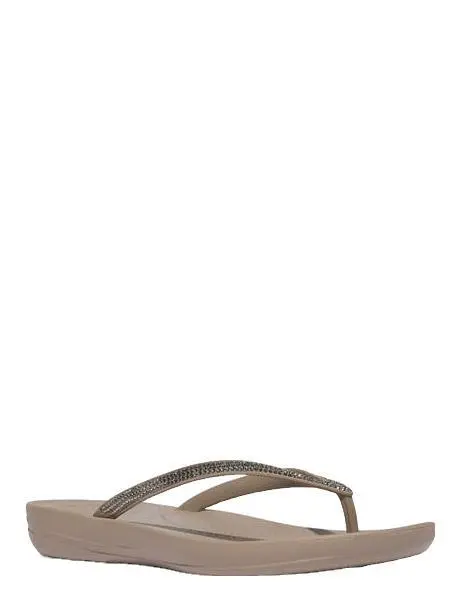 Fitflop Iqushion Sparkle Flip Flop - On Taupe/ Pewter