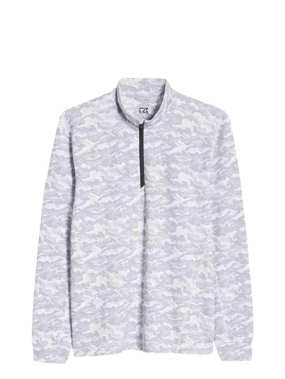 Cutter & Buck Traverse Camo Quarter Zip Pullover - Charcoal