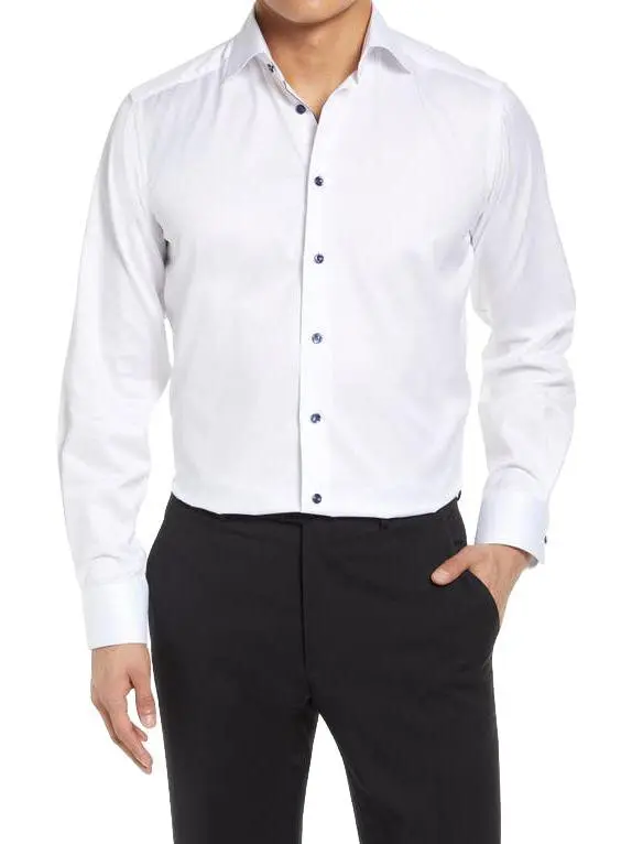 Eton Contemporary Fit Twill Dress Shirt - White