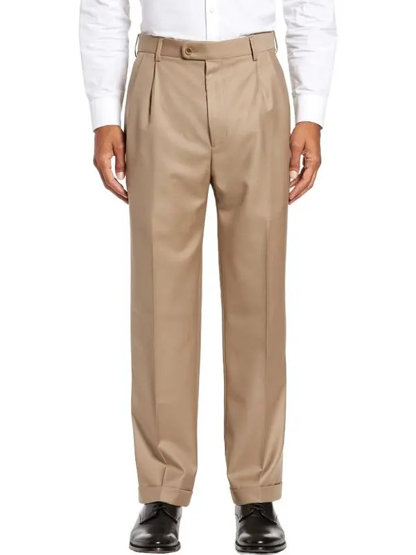 Zanella Bennett Straight Leg Pleated Trousers - Dark Beige 1