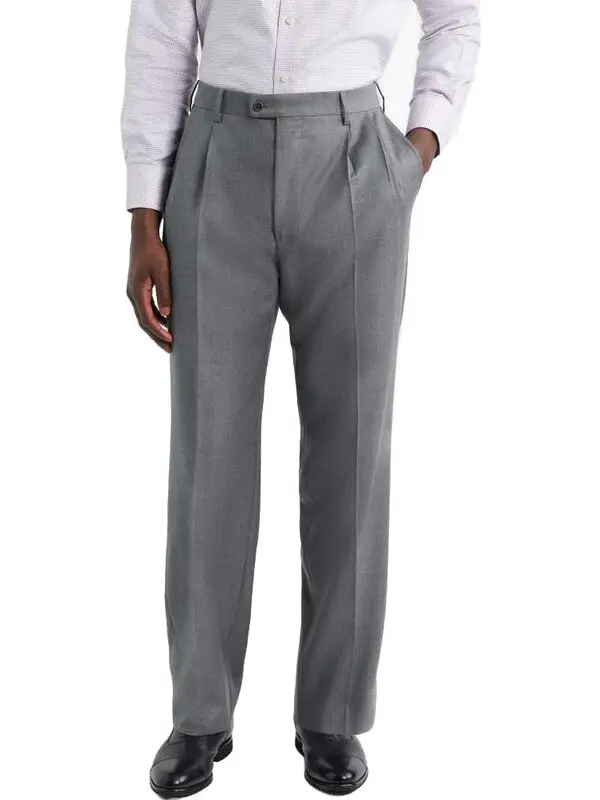 Zanella Bennett Straight Leg Pleated Trousers - Light Grey