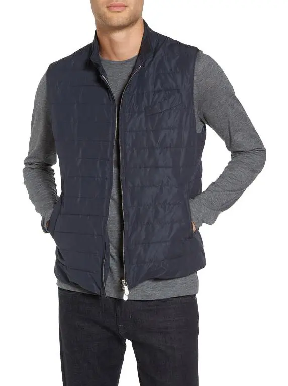 Eleventy Slim Fit Quilted Vest - Navy